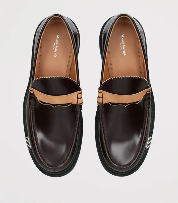 MAISON MARGIELA Leather Décortiqué Loafers - Brown