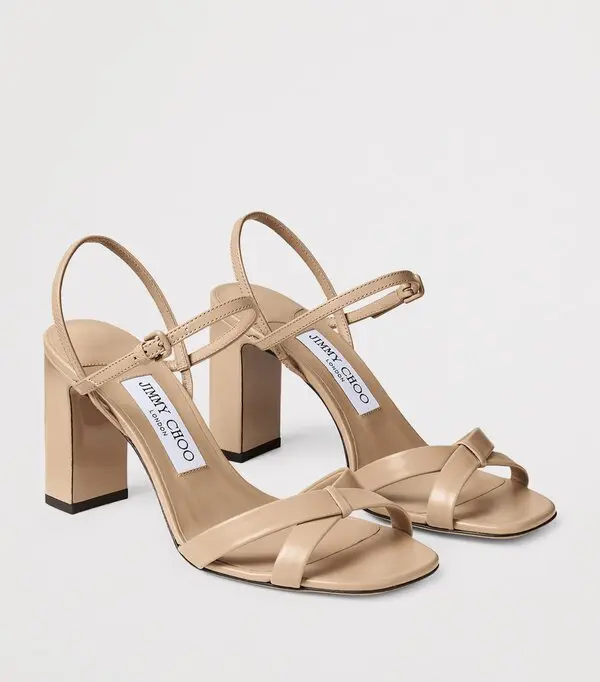 JIMMY CHOO Elsy 85 Leather Heeled Sandals - Neutral