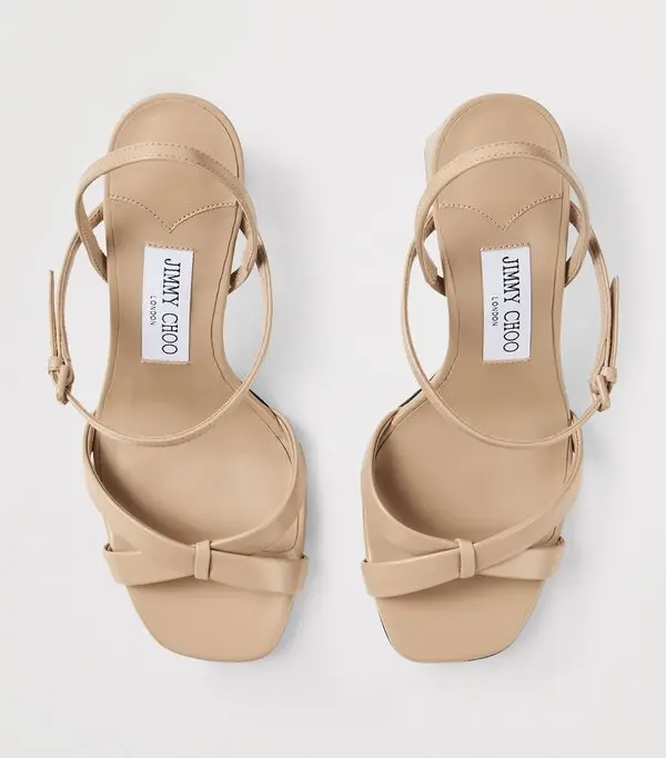 JIMMY CHOO Elsy 85 Leather Heeled Sandals - Neutral