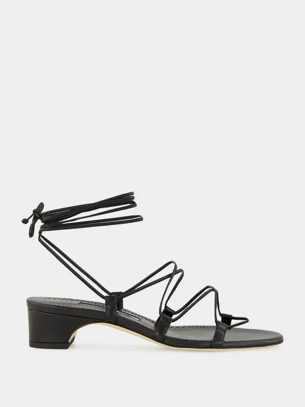 Manolo Blahnik Dellasan Nappa Leather Sandals - Black