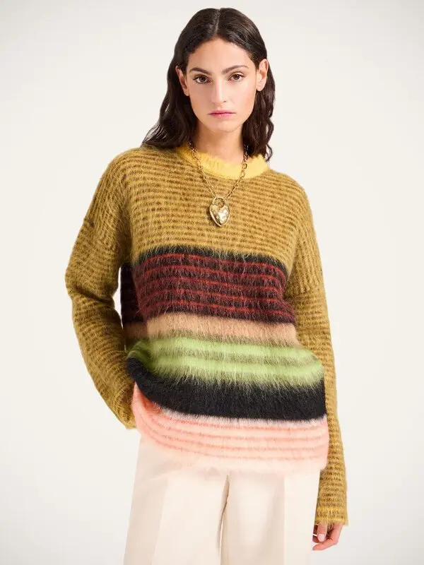 La DoubleJ Multicolour Brushed Wool Brera Sweater - Yellow