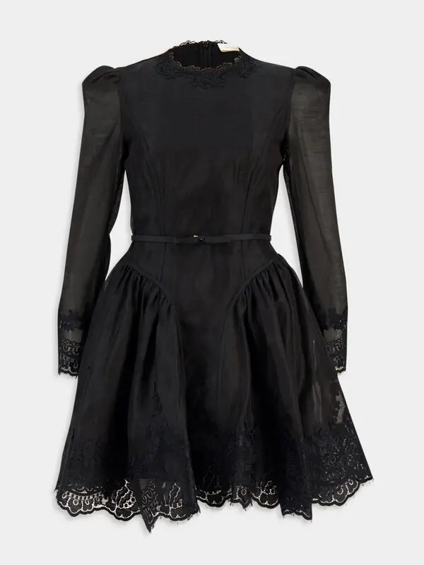 Zimmermann Hypnotic Lace Trim Mini Dress - Black