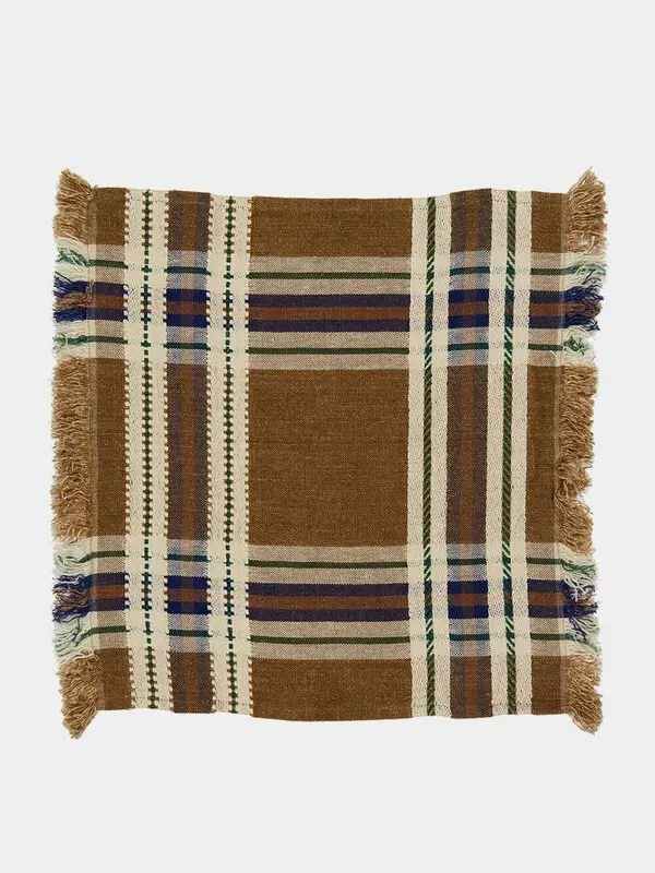 LIBECO Checked Linen Napkin - Brown