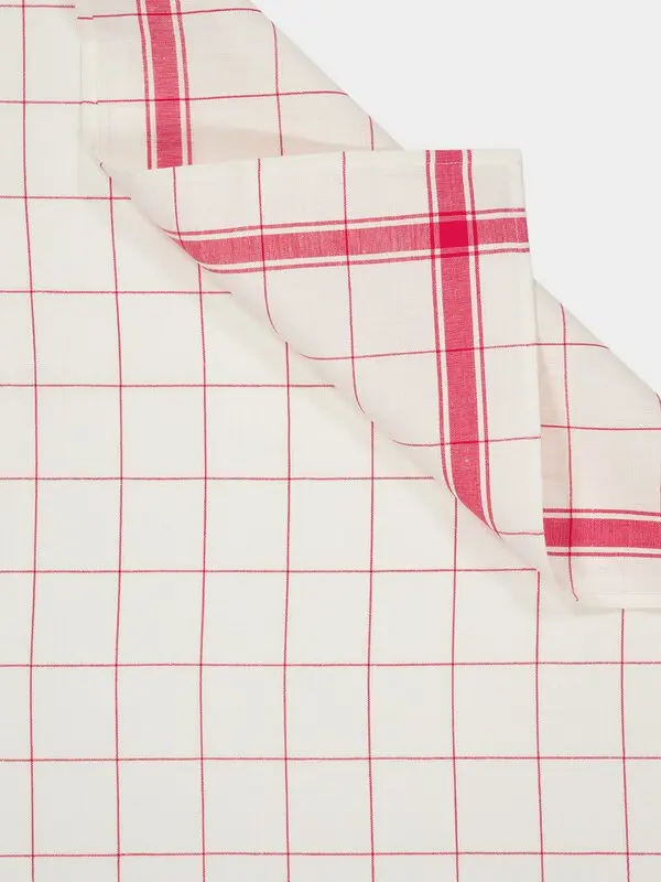 Libeco White And Parma Linen Kitchen Towel - Red
