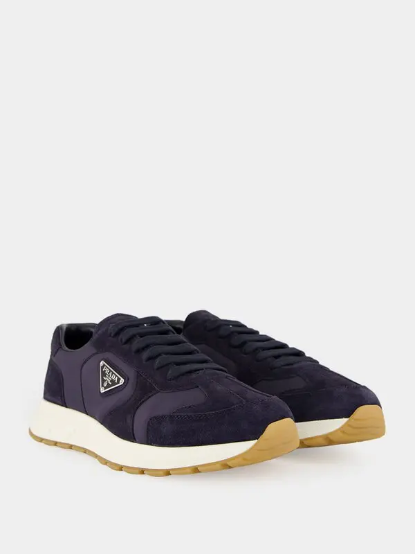 Prada Prax Suede And Re-nylon Sneakers - Blue