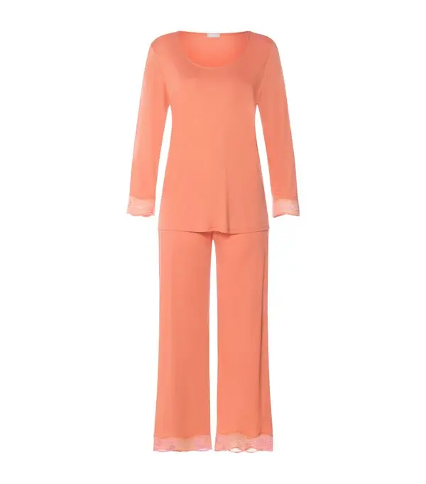 Hanro Long Cira Pyjama Set - Orange