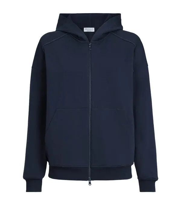 Brunello Cucinelli Stretch-cotton Hoodie - Blue