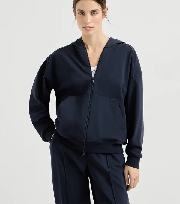 Brunello Cucinelli Stretch-cotton Hoodie - Blue