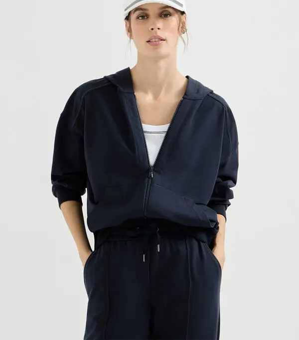 Brunello Cucinelli Stretch-cotton Hoodie - Blue