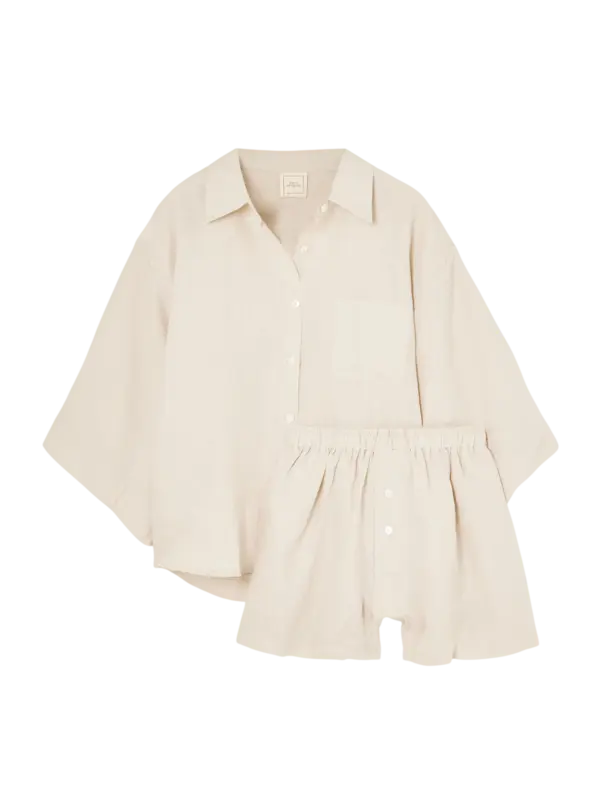 DEIJI STUDIOS Linen Shirt And Shorts Set - Neutrals