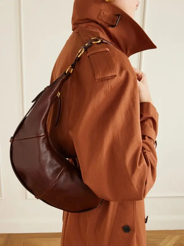 Saint Laurent Saharienne Leather Shoulder Bag - Brown