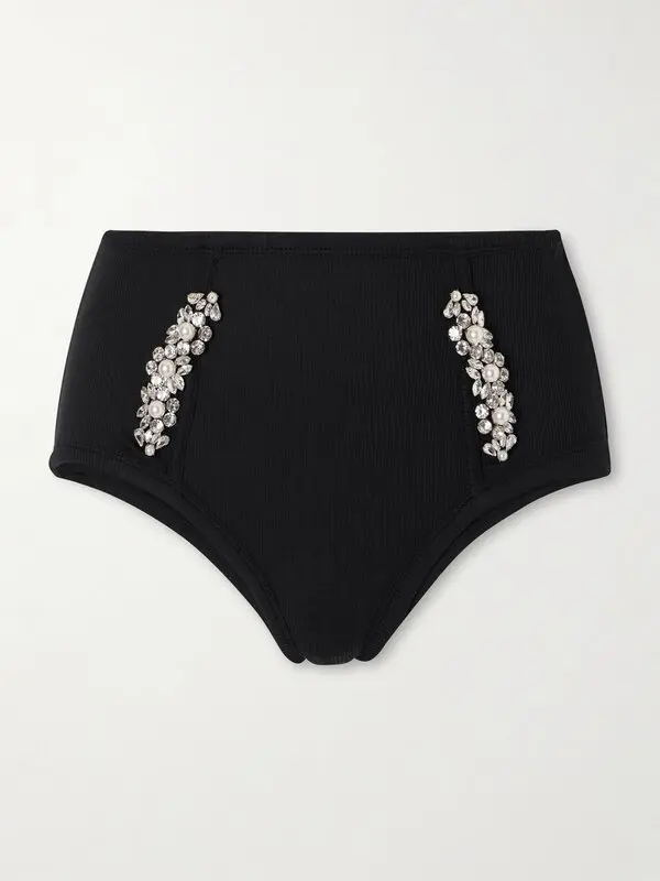 Simone Rocha Embellished Ribbed Shorts - Black