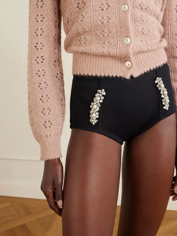 Simone Rocha Embellished Ribbed Shorts