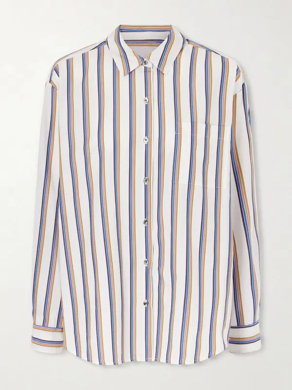 LESET Yoshi Striped Cotton-blend Poplin Shirt - Blue