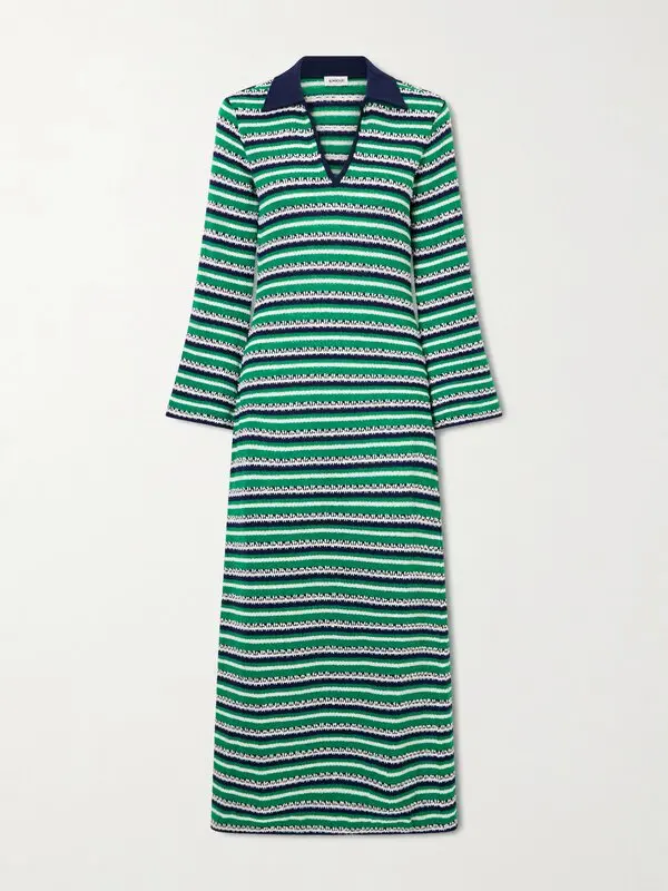Simkhai Tegan Striped Stretch-cotton Cover-up - Green