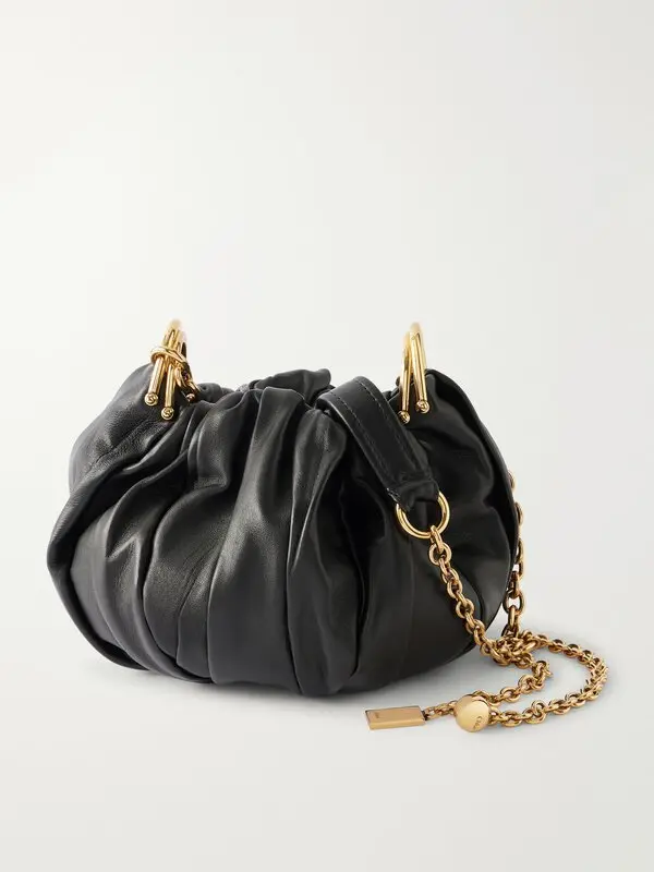 Chloé Pleated Leather Shoulder Bag - Black