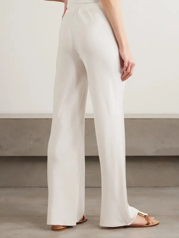 Posse Cove Stretch-silk Straight-leg Trousers - Neutrals