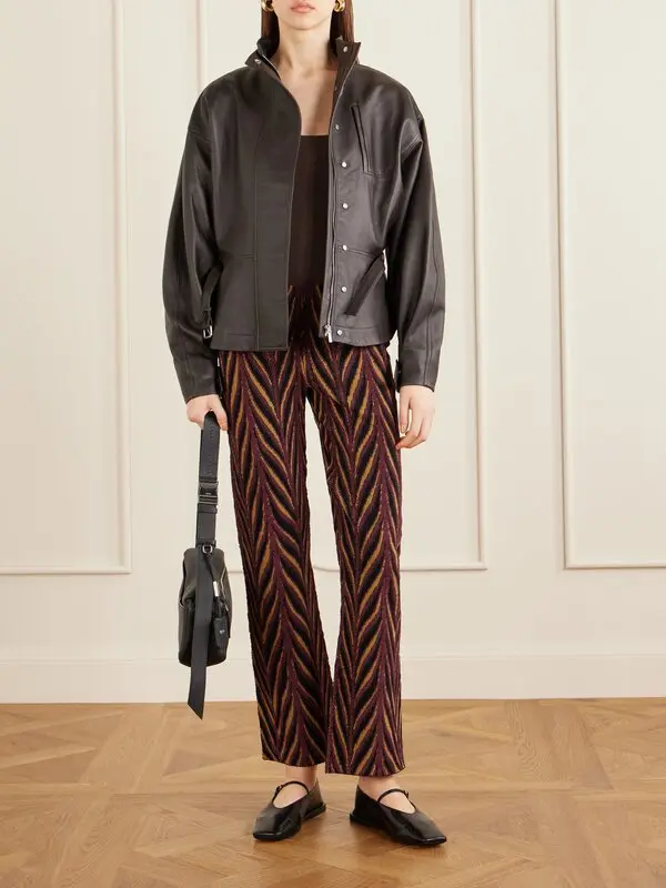 Proenza Schouler Amelia Jacquard-knit Flared Pants - Purple