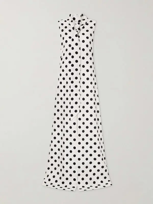 Sasuphi Polka-dot Silk Crepe De Chine Maxi Dress - White