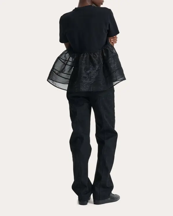 Cecilie Bahnsen David Jersey Liquid Myrtia Peplum T-shirt