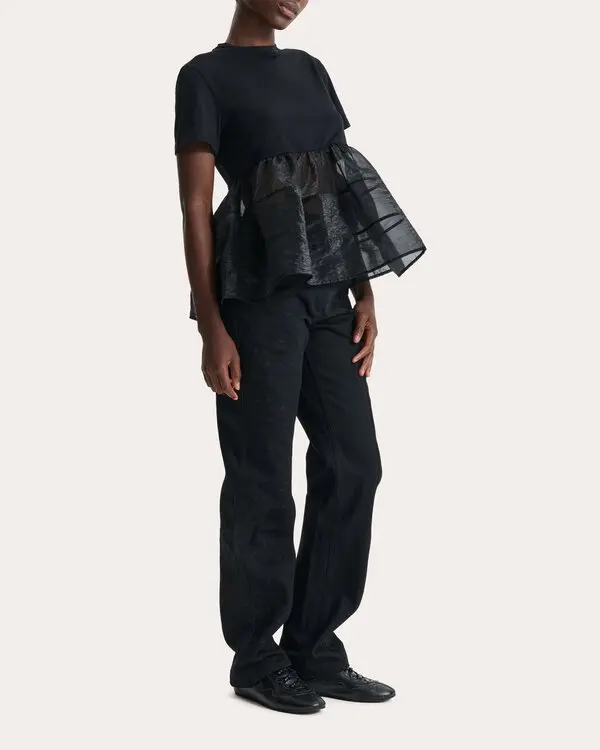 Cecilie Bahnsen David Jersey Liquid Myrtia Peplum T-shirt