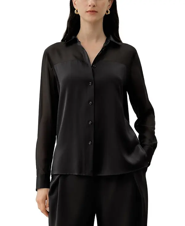 Lilysilk Button-down Silk Organza Shirt