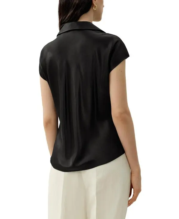 Lilysilk Bias Cut Cap-sleeve Silk Shirt - Black