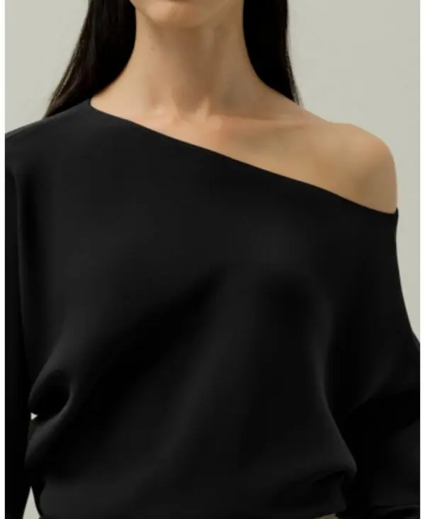 Lilysilk Long Sleeve Gathered Silk Top - Black