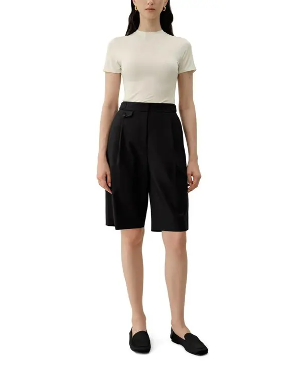 Lilysilk Wool Silk Bermuda Shorts - Black