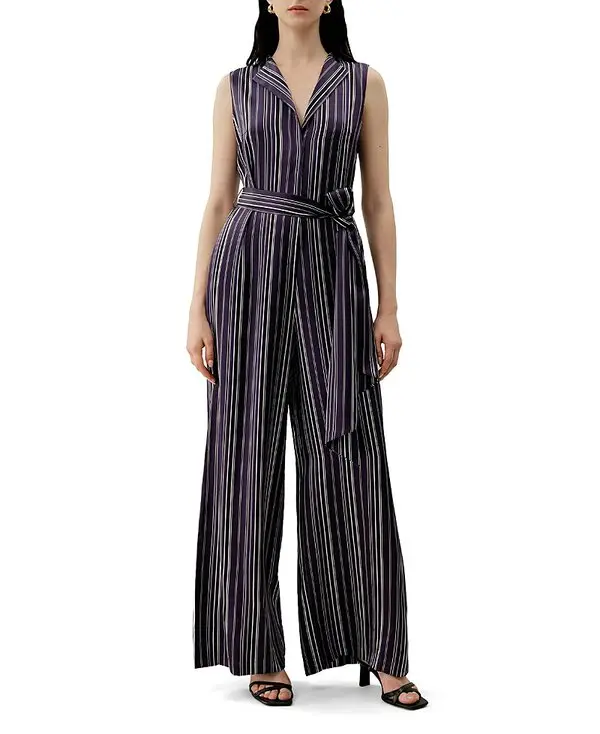 Lilysilk Striped Charmeuse Jumpsuit - Amethyst