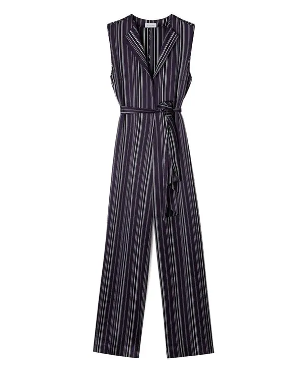 Lilysilk Striped Charmeuse Jumpsuit