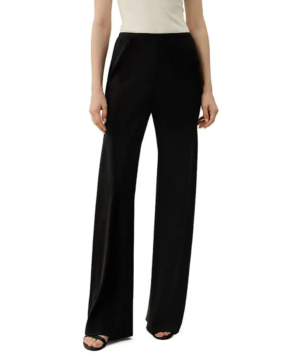 Lilysilk Bias Cut Straight Leg Silk Trousers - Black