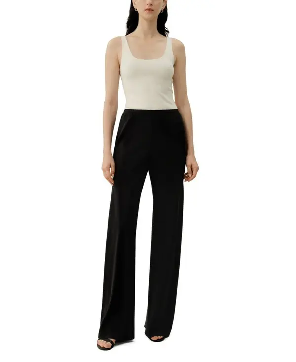 Lilysilk Bias Cut Straight Leg Silk Trousers - Black