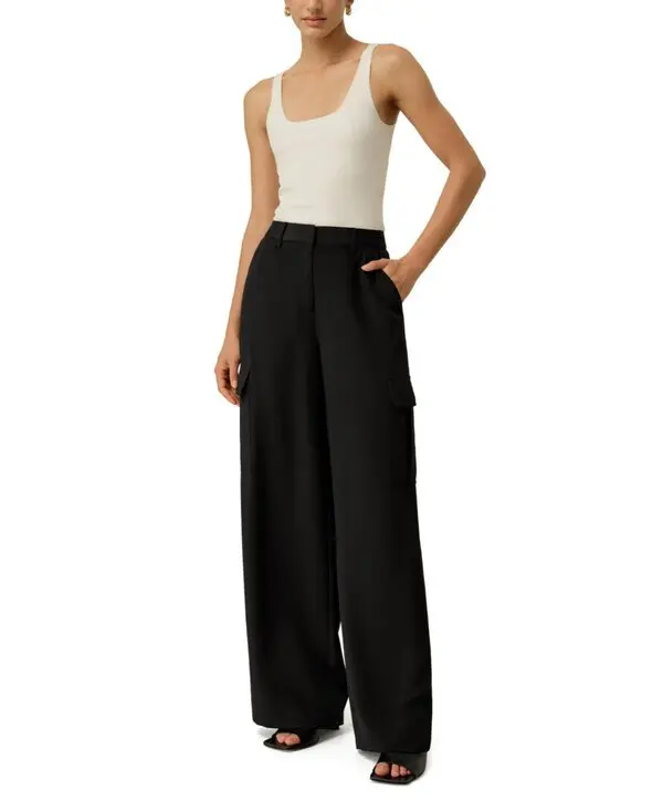 Lilysilk Silk Crepe Cargo Pant - Black