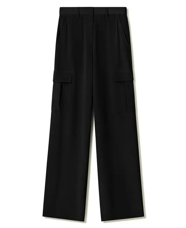 Lilysilk Silk Crepe Cargo Pant - Black