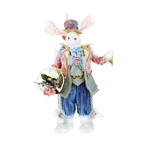 MARK ROBERTS Basket Floral Rabbit Figure - No Color