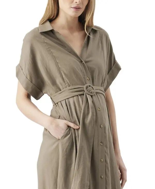 linen nursing dress LINEN LILY EMBROIDERY MAXI DRESS
