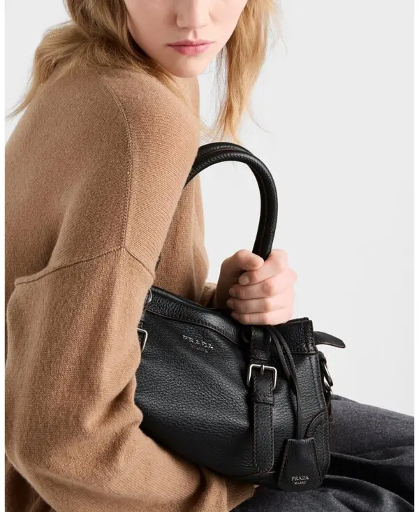 Prada Leather Tote Bag - Black