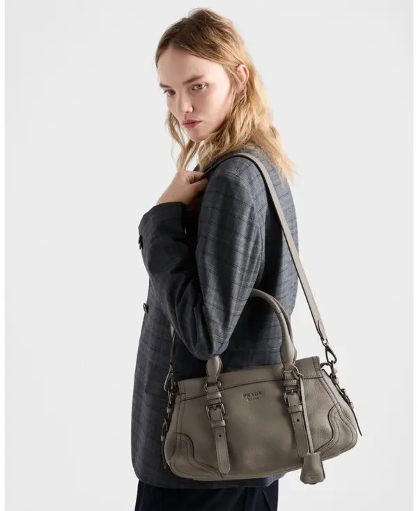 Prada Leather Tote Bag - Grey
