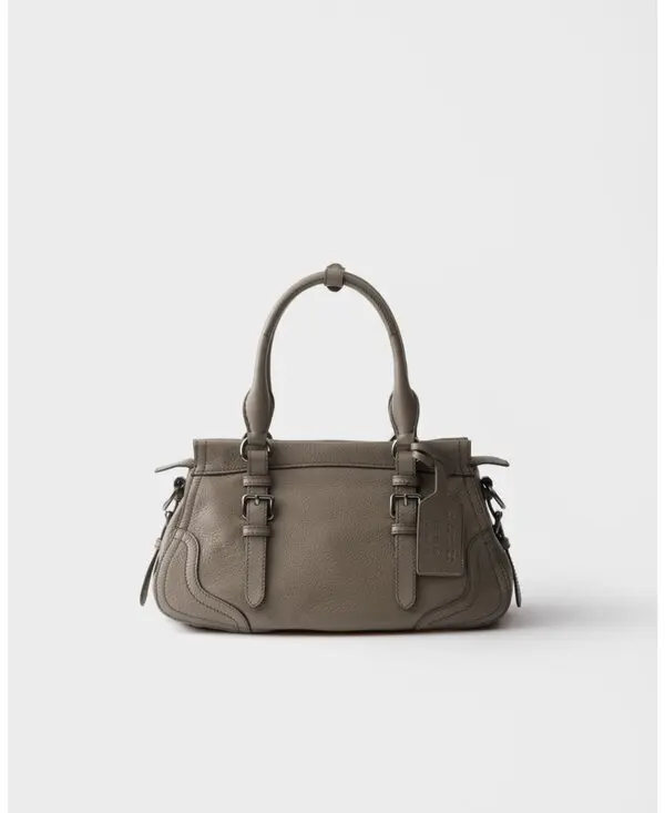 Prada Leather Tote Bag - Grey
