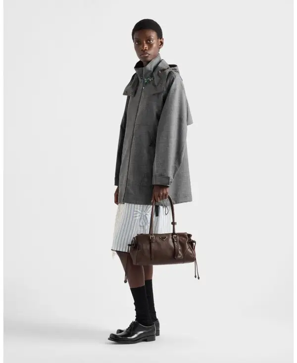 Prada Bonnie Medium Antiqued Leather Tote Bag - Dark Brown