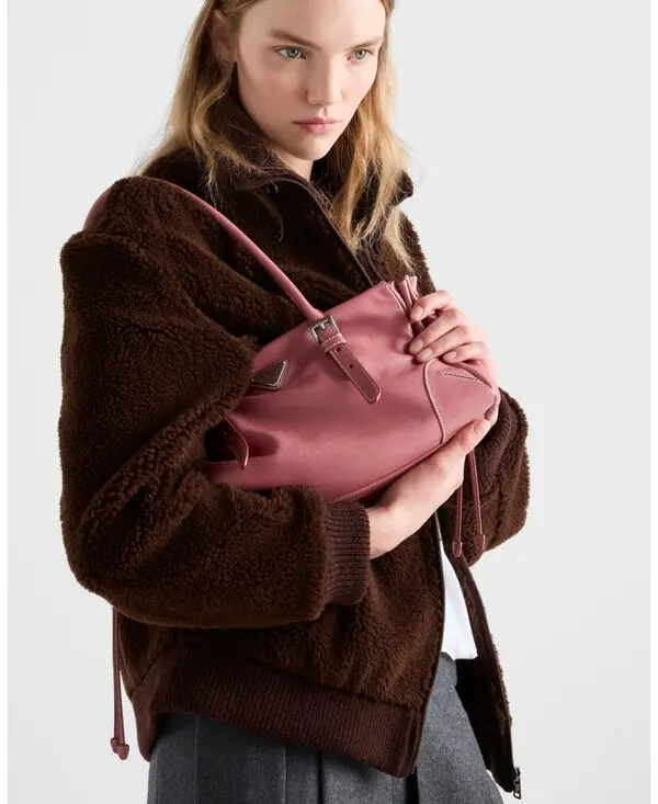 Prada Medium Antiqued Leather Tote Bag - Pink