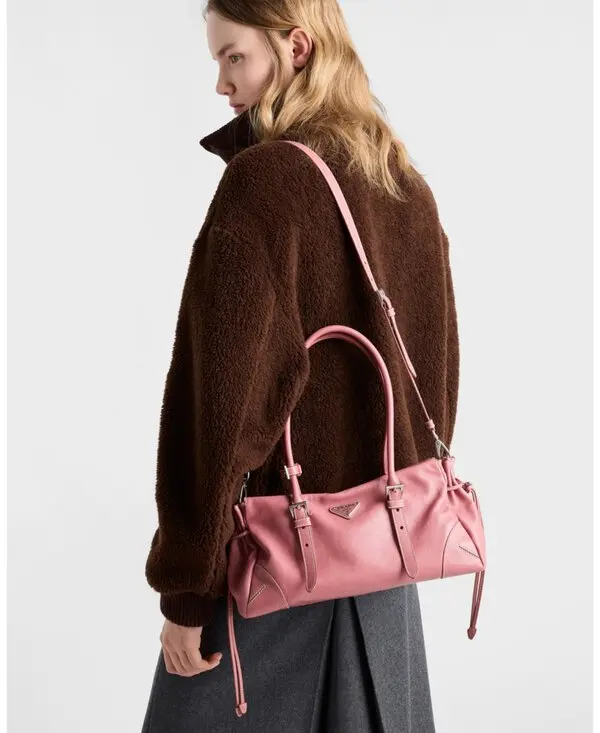 Prada Medium Antiqued Leather Tote Bag - Pink