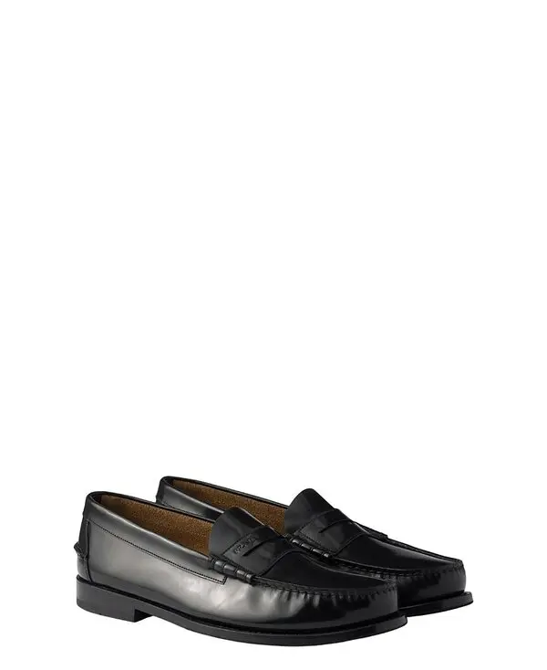 Prada Brushed Leather Loafers - Black