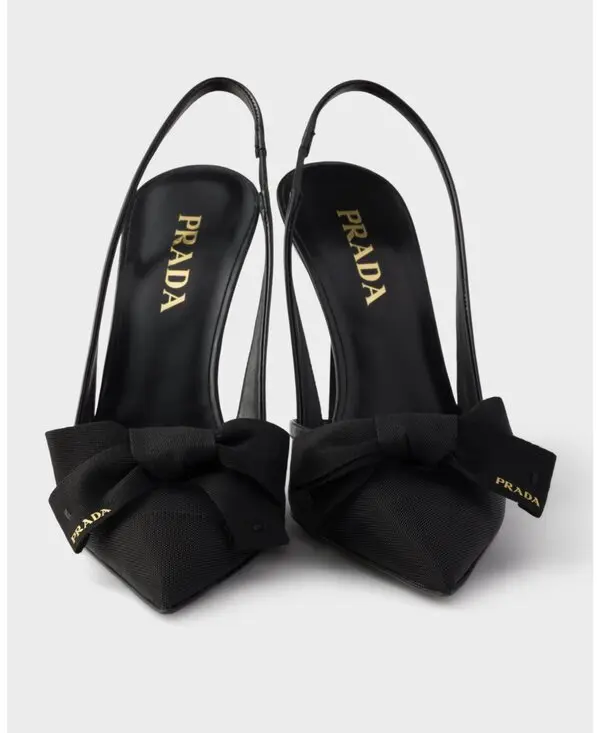 Prada Mesh Fabric Slingback Pumps - Black
