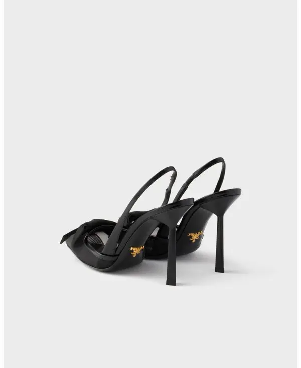 Prada Mesh Fabric Slingback Pumps - Black