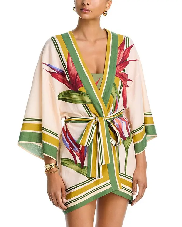 Farm Rio Strelitzia Kimono Swim Cover-up - Light Blush