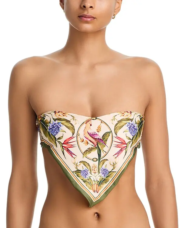 Farm Rio Strelitzia Cropped Bikini Top - Light Blush