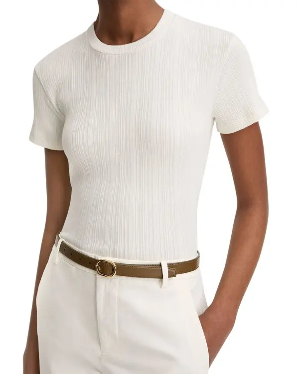 Vince Ribbed Knit Top - Bone