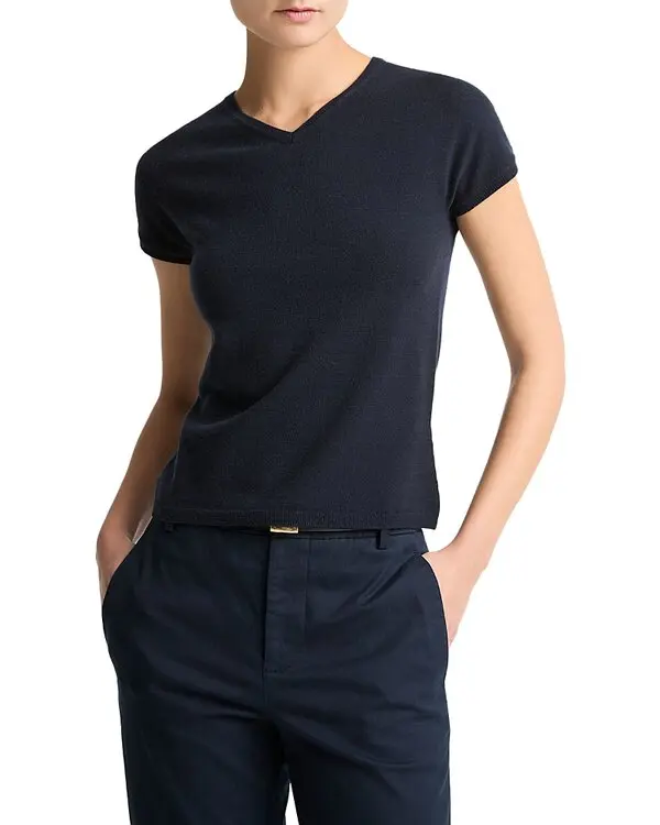 Vince High V-neck Tee - Eclipse